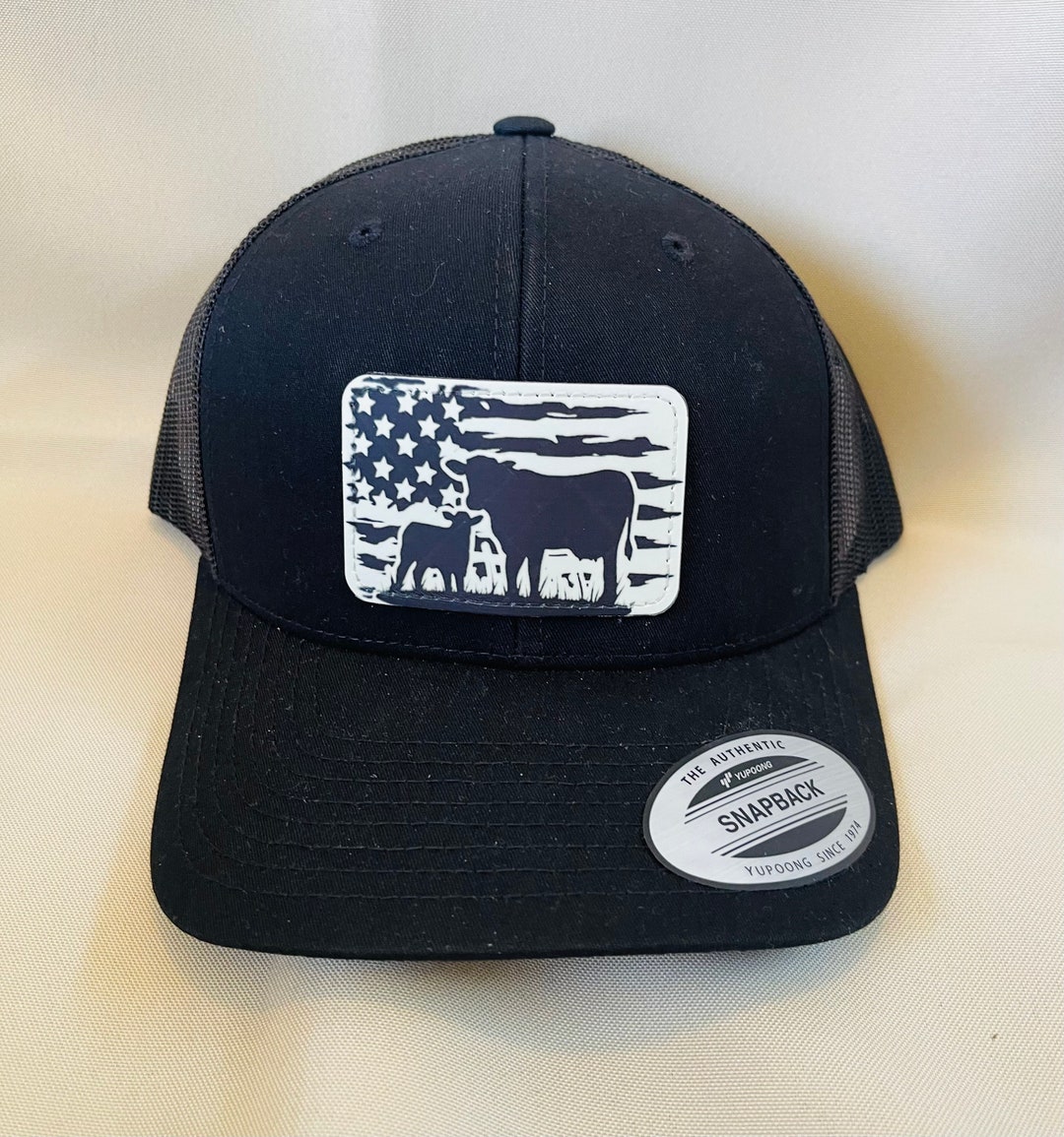 Cow American Flag Trucker Hat for Men, Mens Trucker Hat, Trucker Hat ...