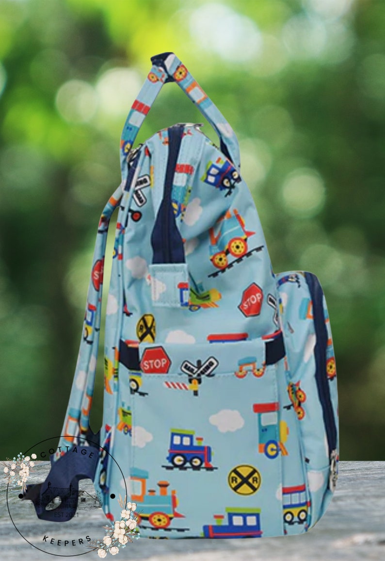 Baby Boy Backpack Diaper Bag, Personalized Backpack Diaper Bag, Train ...
