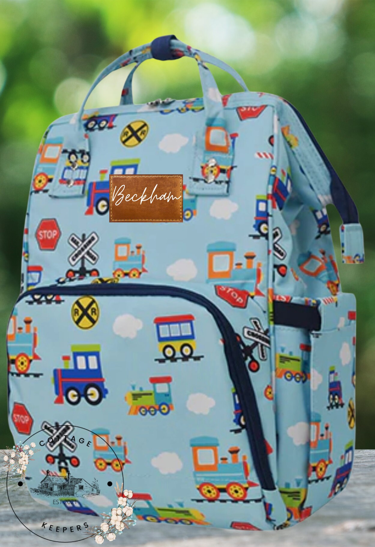 Baby Boy Backpack Diaper Bag, Personalized Backpack Diaper Bag, Train ...
