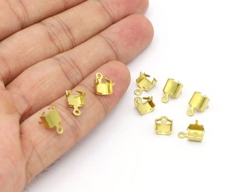 Silver Plated Rhinestone Chain Crimp End Connectors, Chain Cup ...