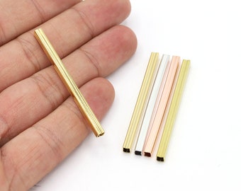 3x3x50mm Rose Gold Plated Square Tubes , Long Tube Beads , Tubes RSG526 ...