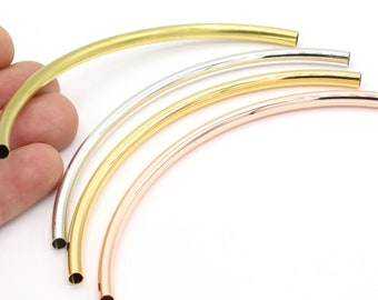 7x40mm Raw Copper Round Curved Tubes , Round Curved Tube Beads , Cuff ...