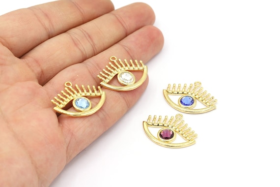 20x27mm 24 K Shiny Gold Plated Eye Pendant Eye Charms Eye | Etsy