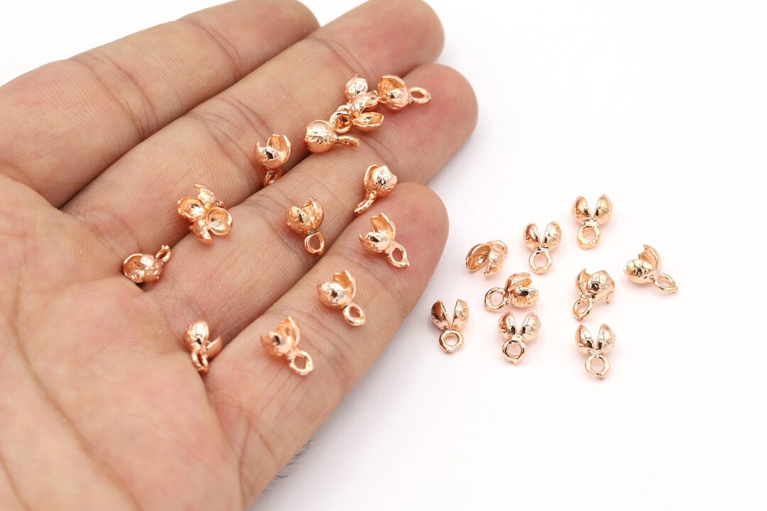 6mm Rose Gold Plated Connector, Crimp, Ball Chain Connector, Pendant ...