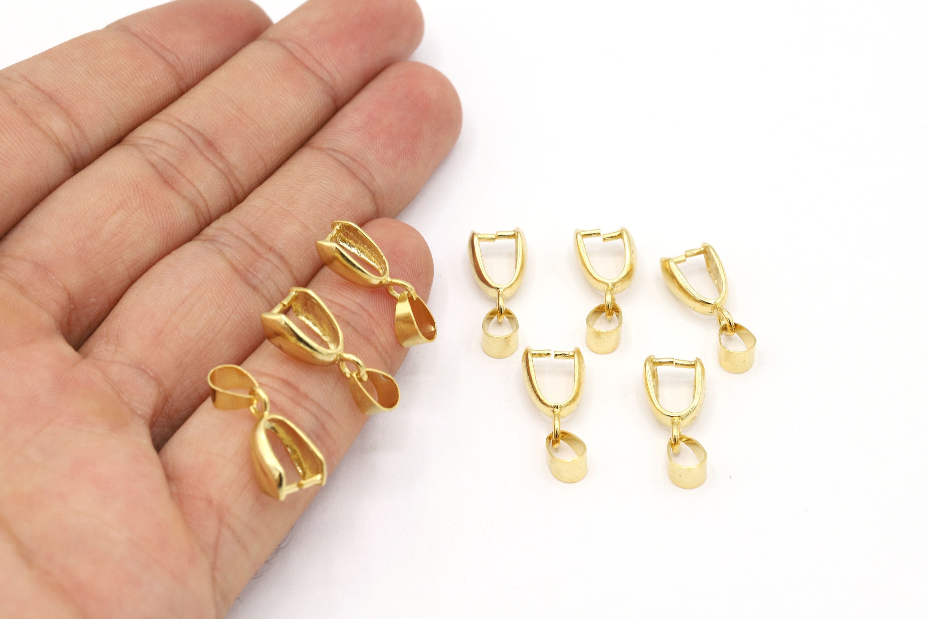 9x20mm 24 K Shiny Gold Plated Pendant Bail Pinch Bails Charm | Etsy
