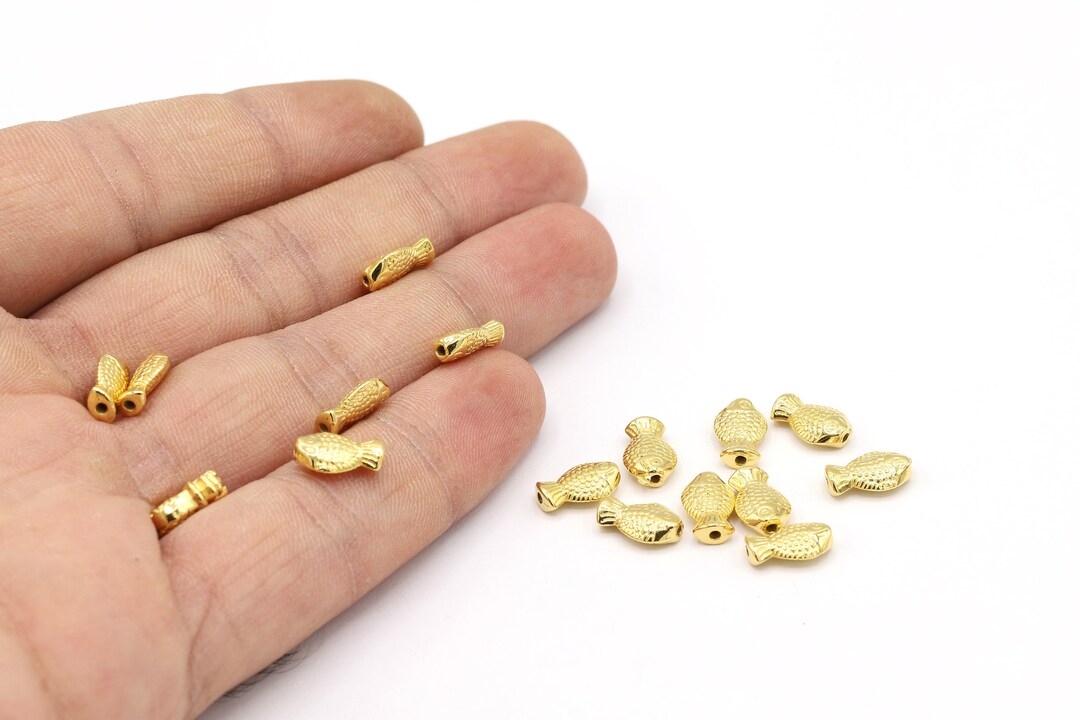 6x10mm 24 K Shiny Gold Plated Fish Charms, Mini Fish Pendants, Small ...