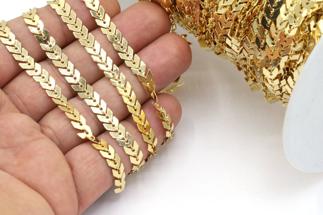6mm 24 K Shiny Gold Plated Chevron Chains, Arrow Chains, Arrow ...