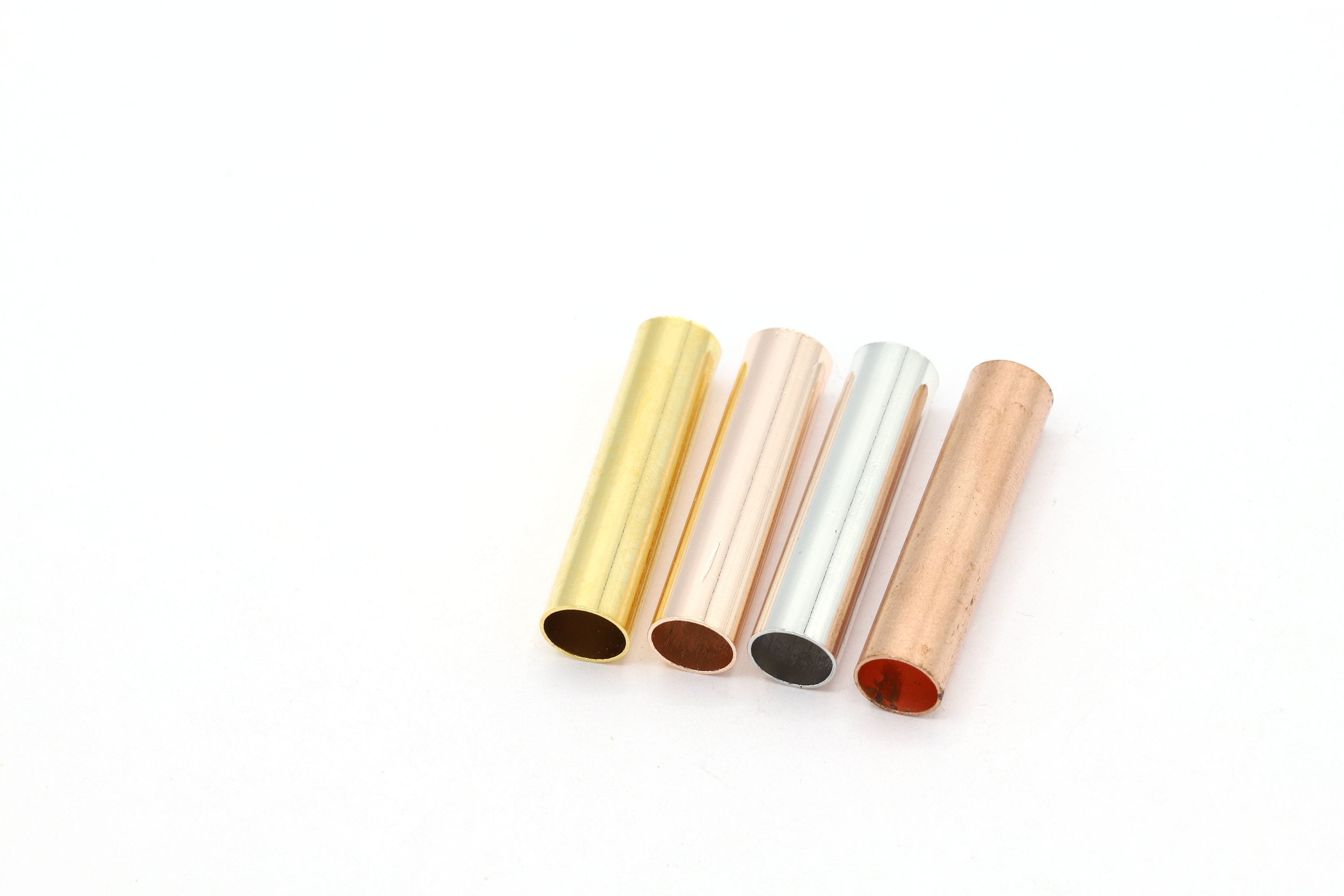 8x35mm 24 K Shiny Gold Plated Round Tubes, Raw Brass Tubes, Rose Gold ...