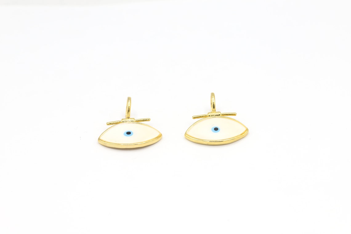 27,5x30mm 24 K Shiny Gold Plated Eye, Enamel Eye Charms, Enamel Evil ...
