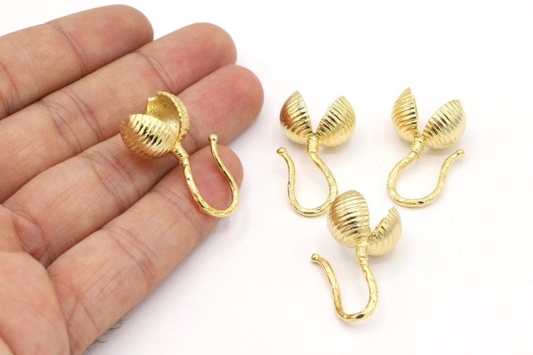 10mm 24 K Shiny Gold Plated Connector, Crimp, Ball Chain Connector ...