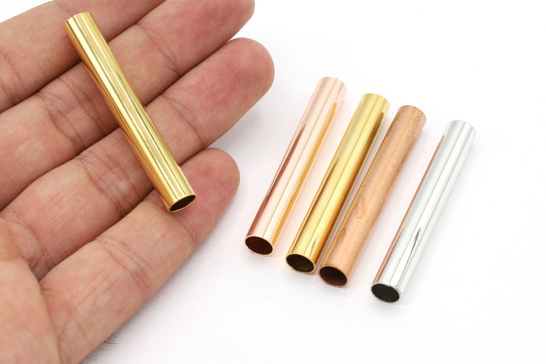 7x50mm 24 K Shiny Gold Plated Round Tubes, Raw Brass Tubes, Rose Gold ...