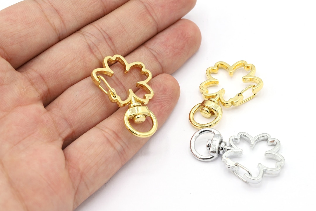 24x36mm 24 K Shiny Gold Plated and Rhodium Plated Key Chain Rings ...