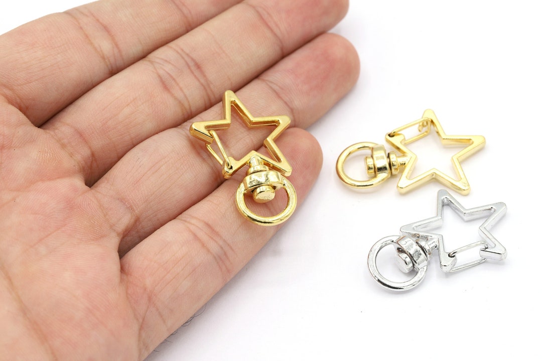 24x34mm 24 K Shiny Gold Plated and Rhodium Plated Key Chain Rings ...