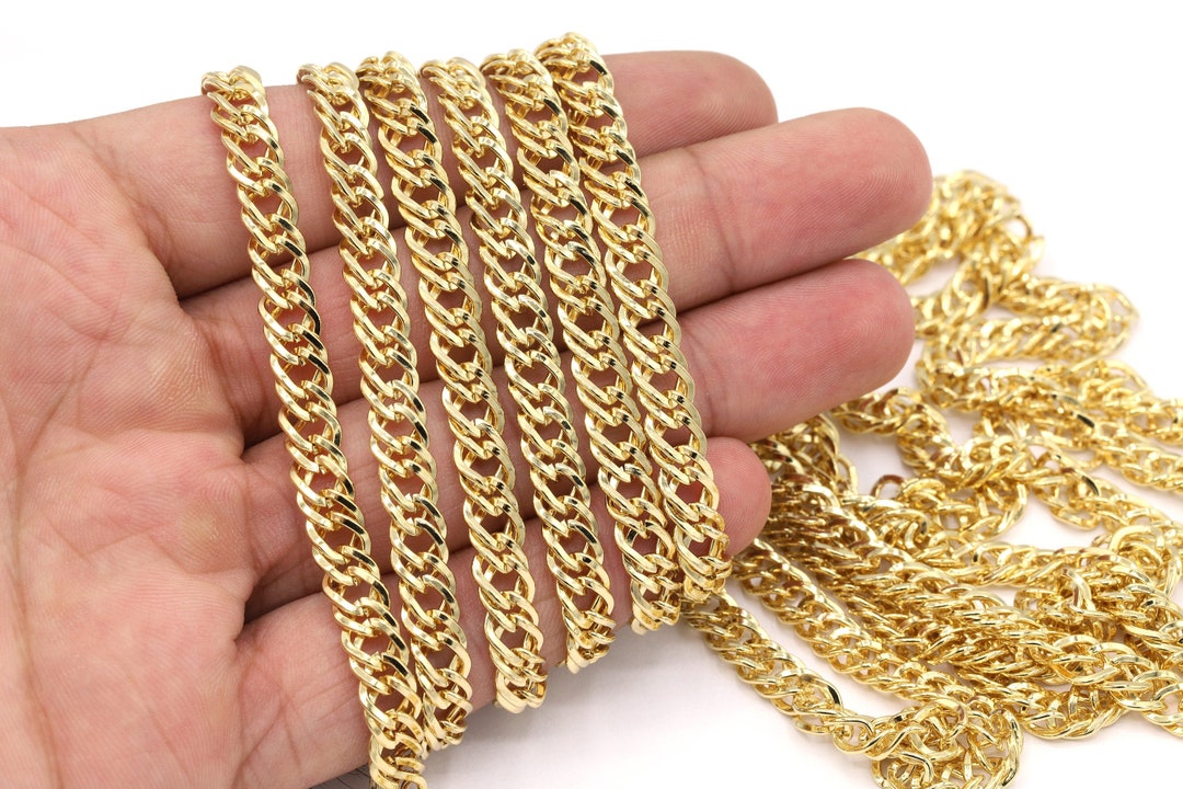 6mm 24 K Shiny Gold Plated Mesh Chains, Cable Chains, Rolo Chains, Gold ...