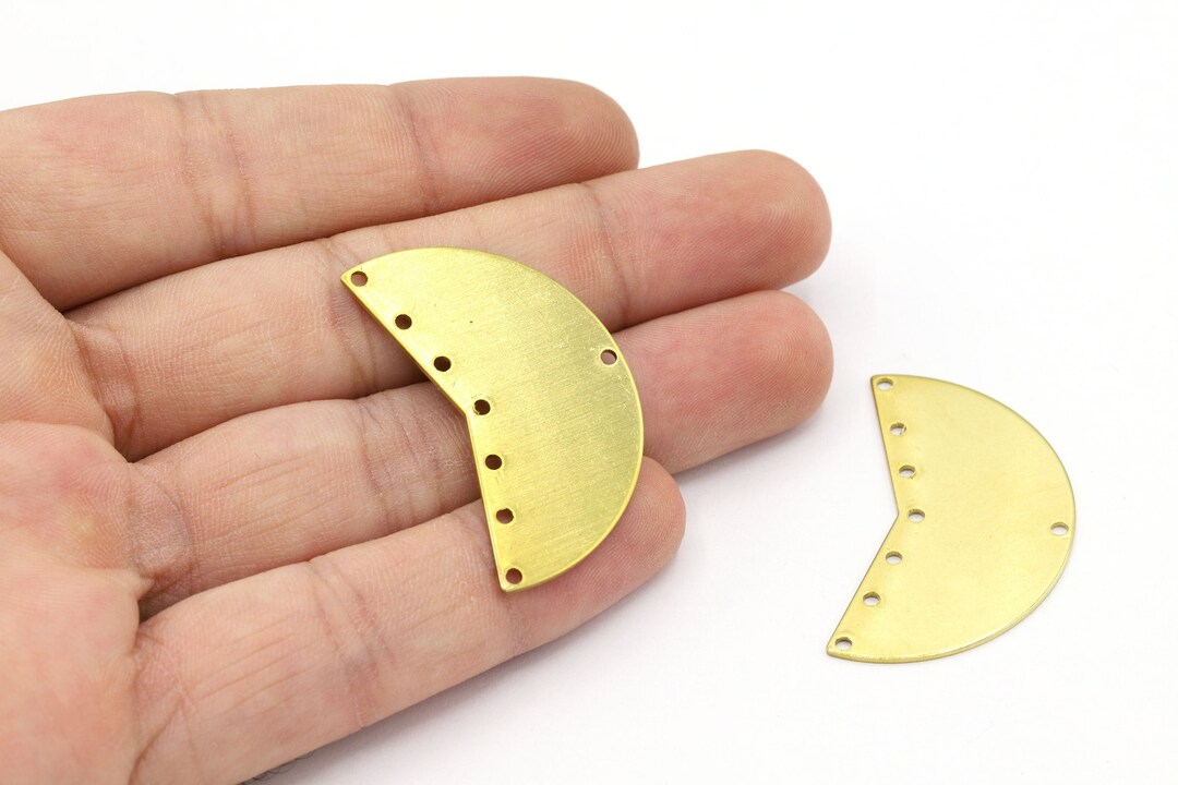 21x38mm Raw Brass Half Moon Pendant, Half Moon, Multi Hole Necklace,raw ...