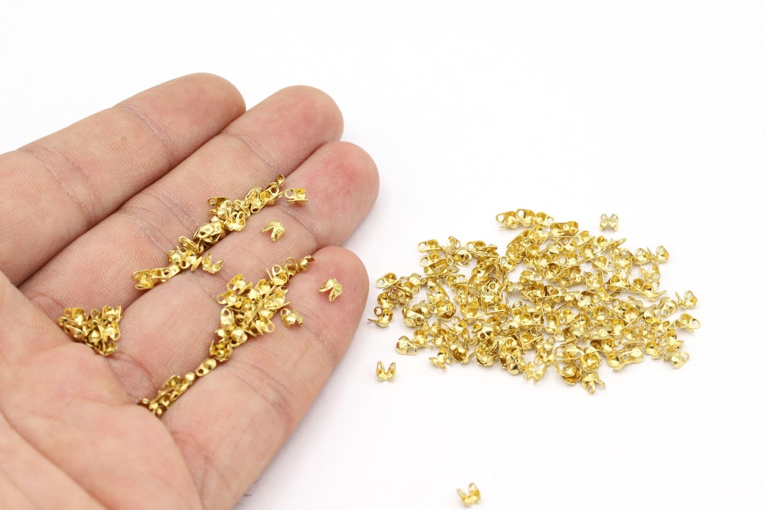1,5mm and 2mm Raw Brass Ball Chain Connector Crimp, Bead Tip, Ball ...