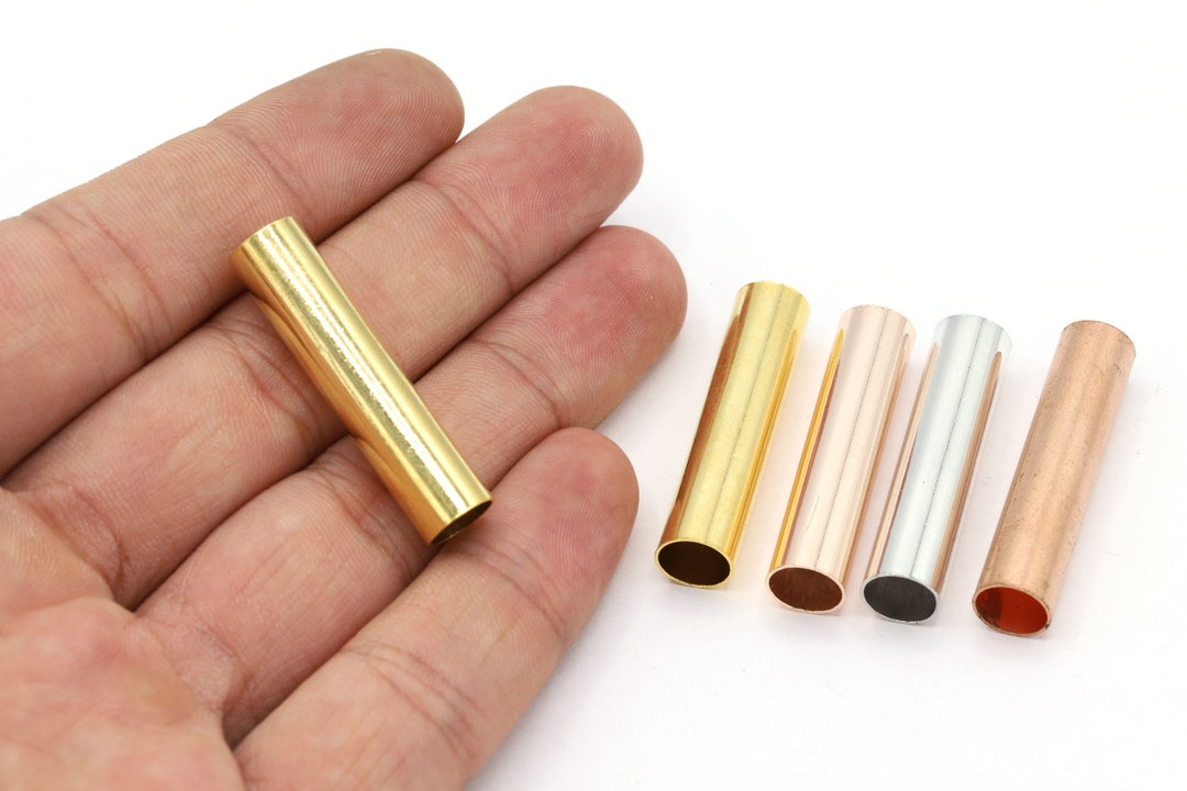 8x35mm 24 K Shiny Gold Plated Round Tubes, Raw Brass Tubes, Rose Gold ...