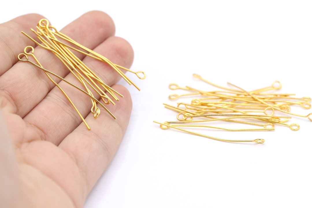 45mm 24 K Shiny Gold Plated Head Pin, Pin Head, Pin Charms, Bead Needle ...