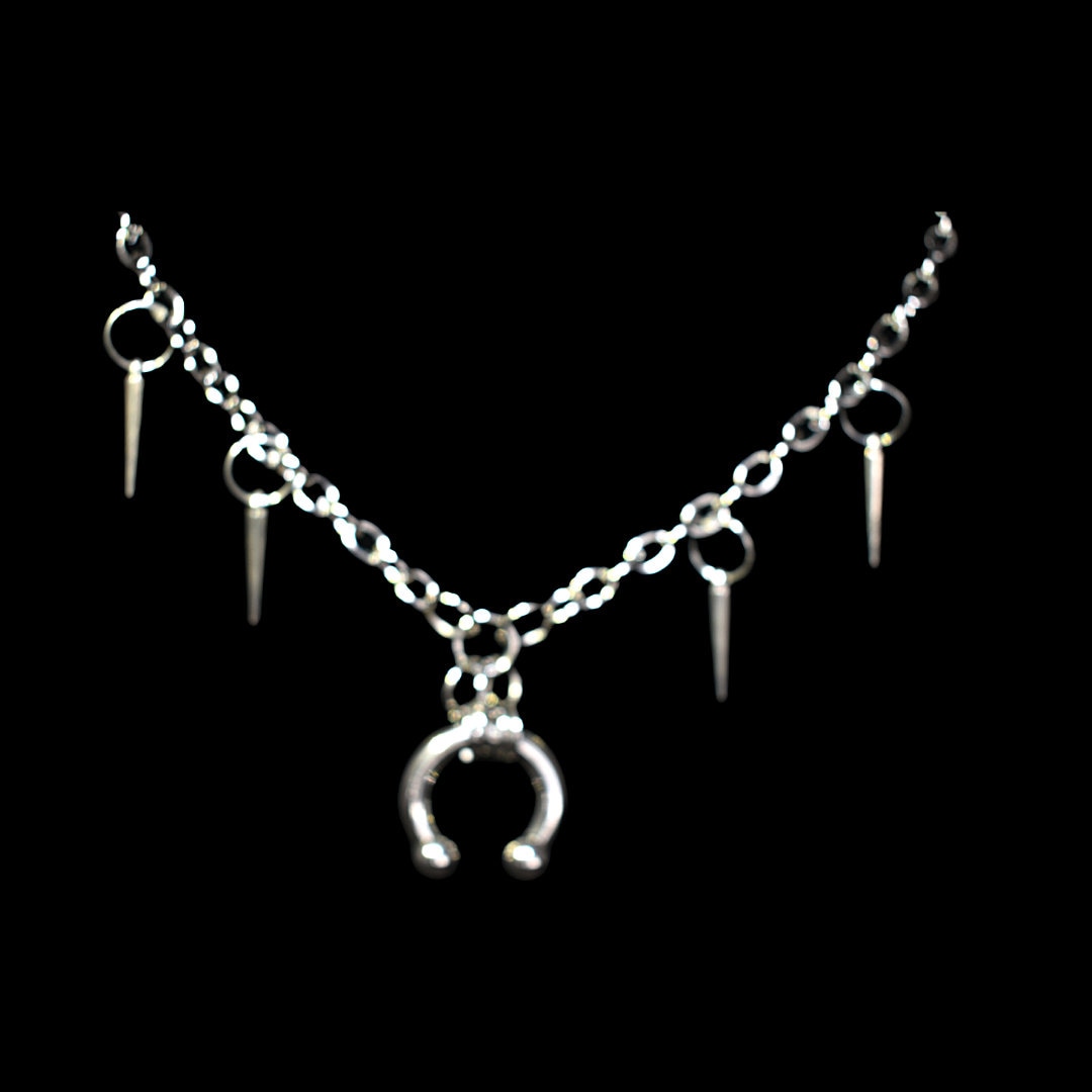 Horseshoe Spike Necklace Septum Chain Choker Goth Jewelry Punk Dark ...