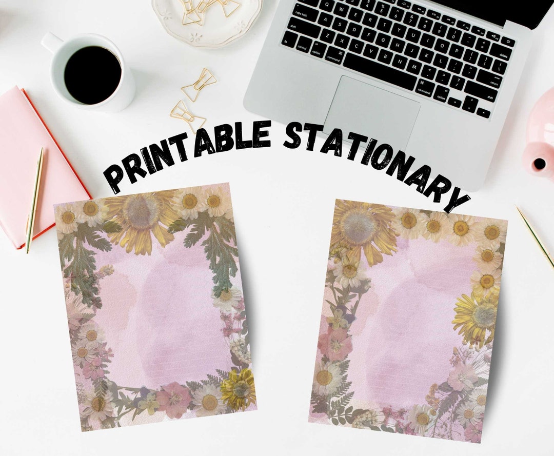 PRESSED FLOWER STATIONARY, Printable Stationary, Instant Digital ...