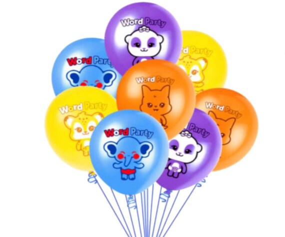 Word Party Birthday Supplies Cupcake Toppers Balloons | Etsy