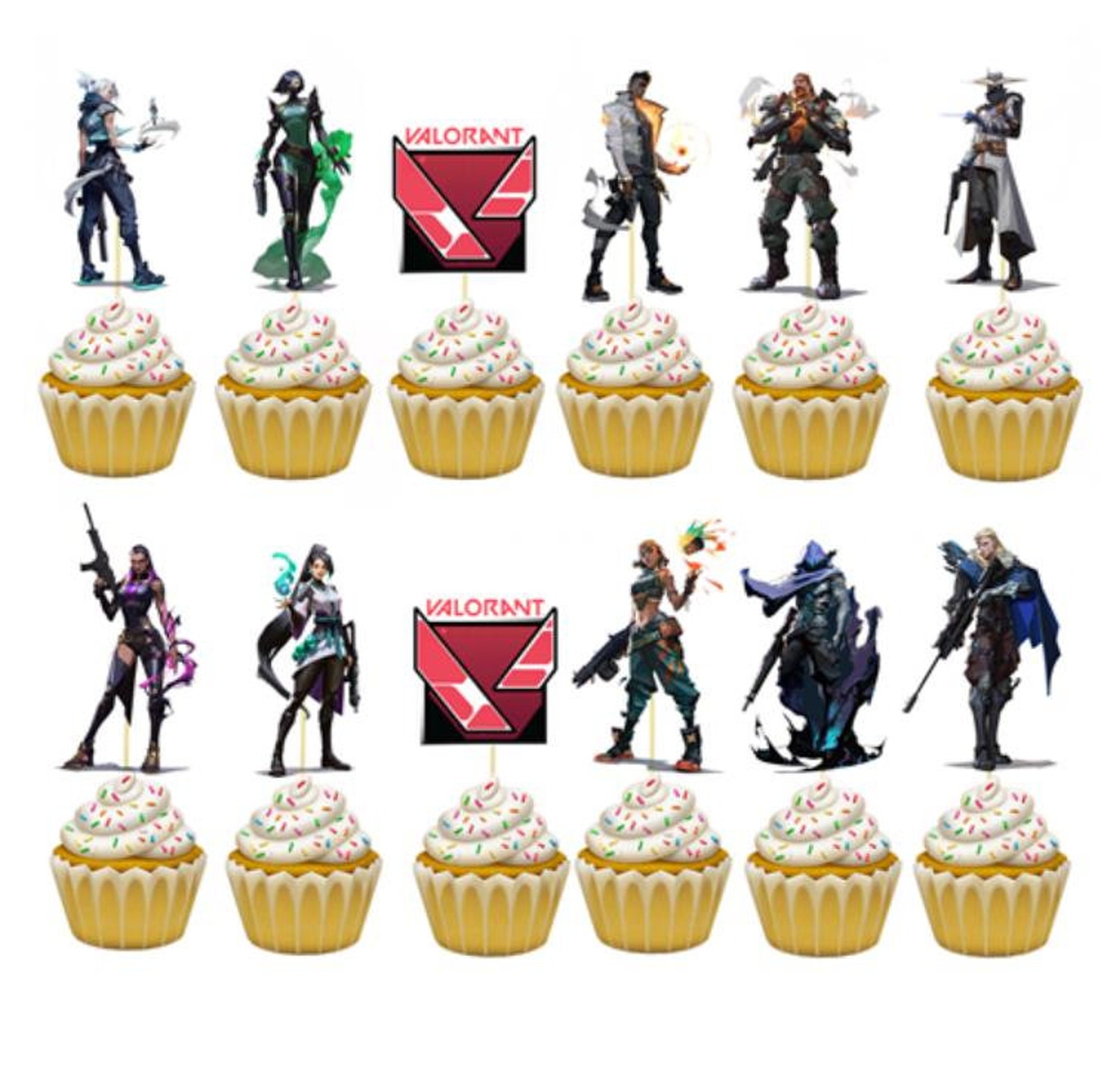 VALORANT Foil Latex Cupcake Cake Happy Birthday Party | Etsy