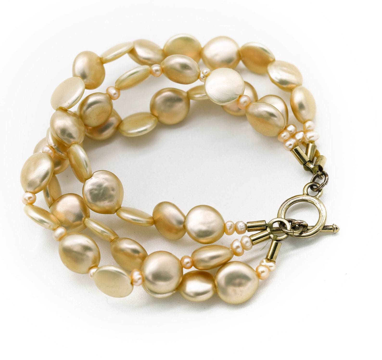 Monet vintage, collier de perles en forme de pièce de monnaie, bracelet ...