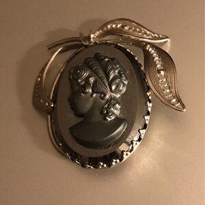 West Germany Signed Ornate Silver Plated Cameo Brooch.large! - Etsy