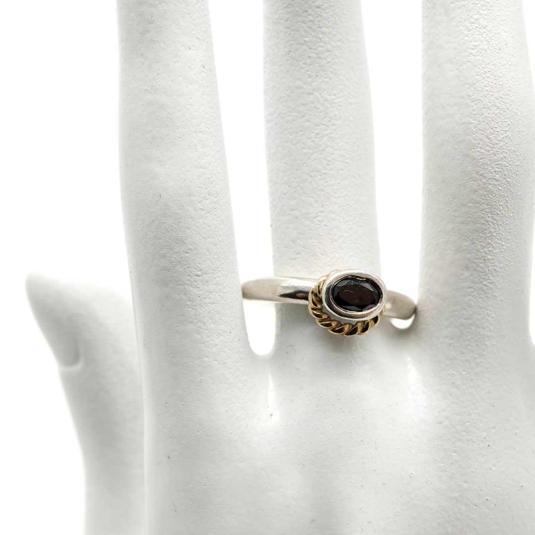 Pandora Black CZ Halo Reminder 14k Gold Twist Rope Sterling Silver Ring ...