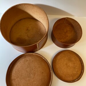 Round Vintage Full Grain Leather Boxes - Etsy