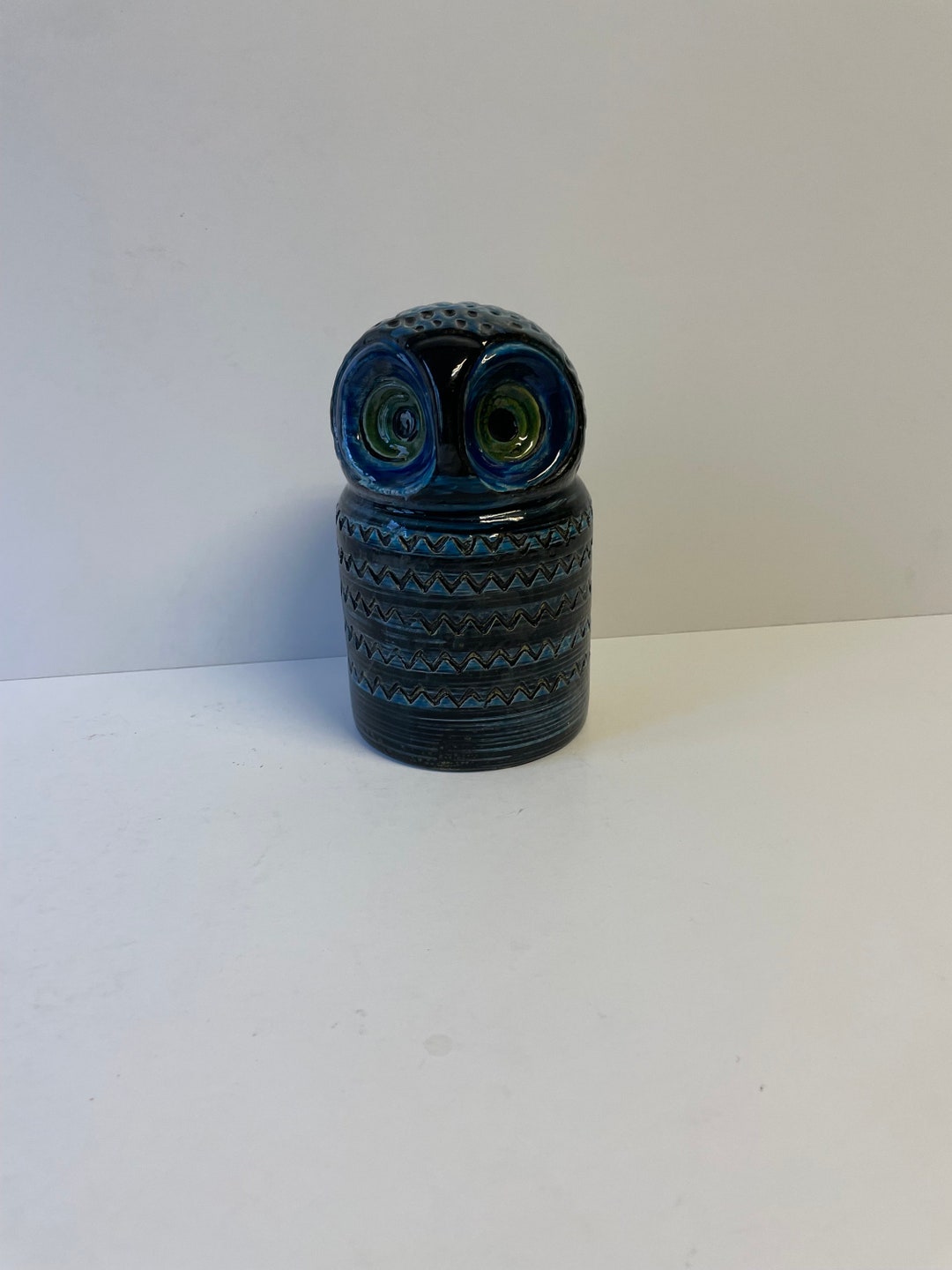 Bitossi Aldo Londi Turquoise/green/blue Owl Piggy Bank has Fleabite - Etsy