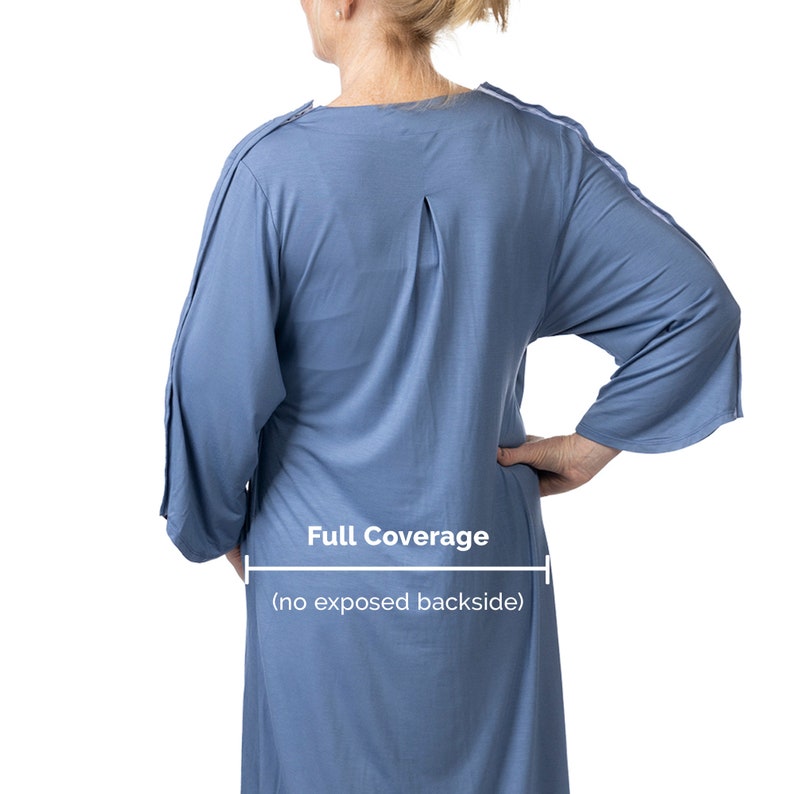 Mastectomy Robe With Snaps, Hospital Gown With Interior Drain Pockets ...