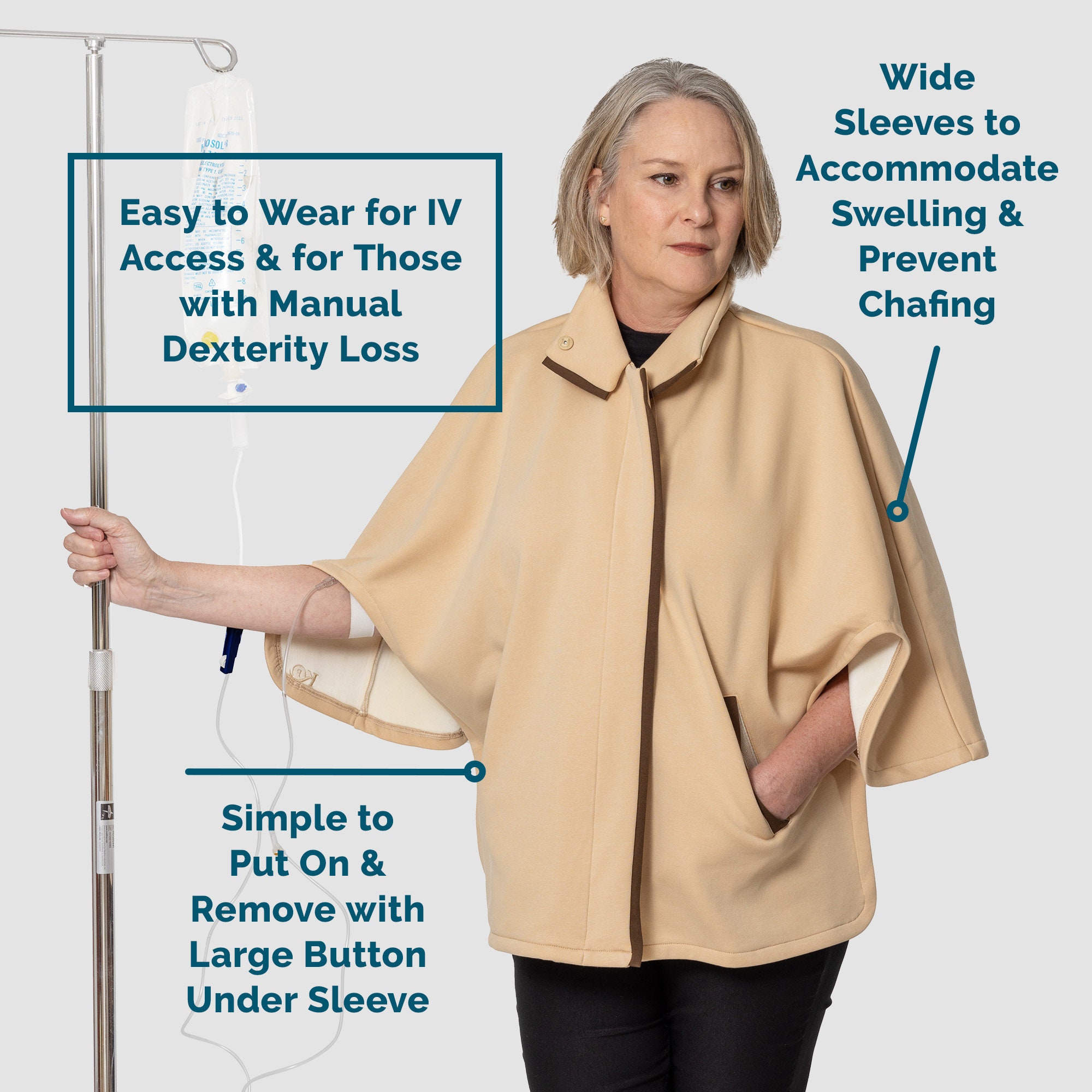 Cozy Surgery Recovery Sweater Poncho, Shoulder Surgery Shirt, Chemo ...