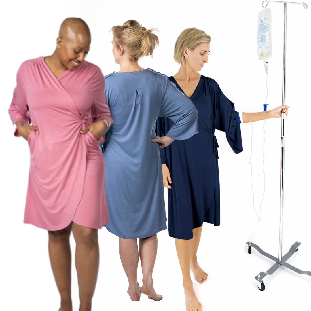 Women’s Post Surgery Hospital Gown, Snaps for Easy Access to Ivs and ...