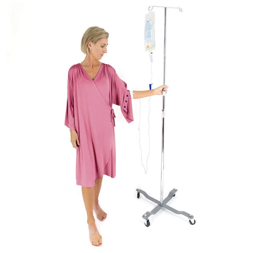 Hospital Gown With Snaps, Surgery Nightgown, Side Tie Robe, Chemo Care ...