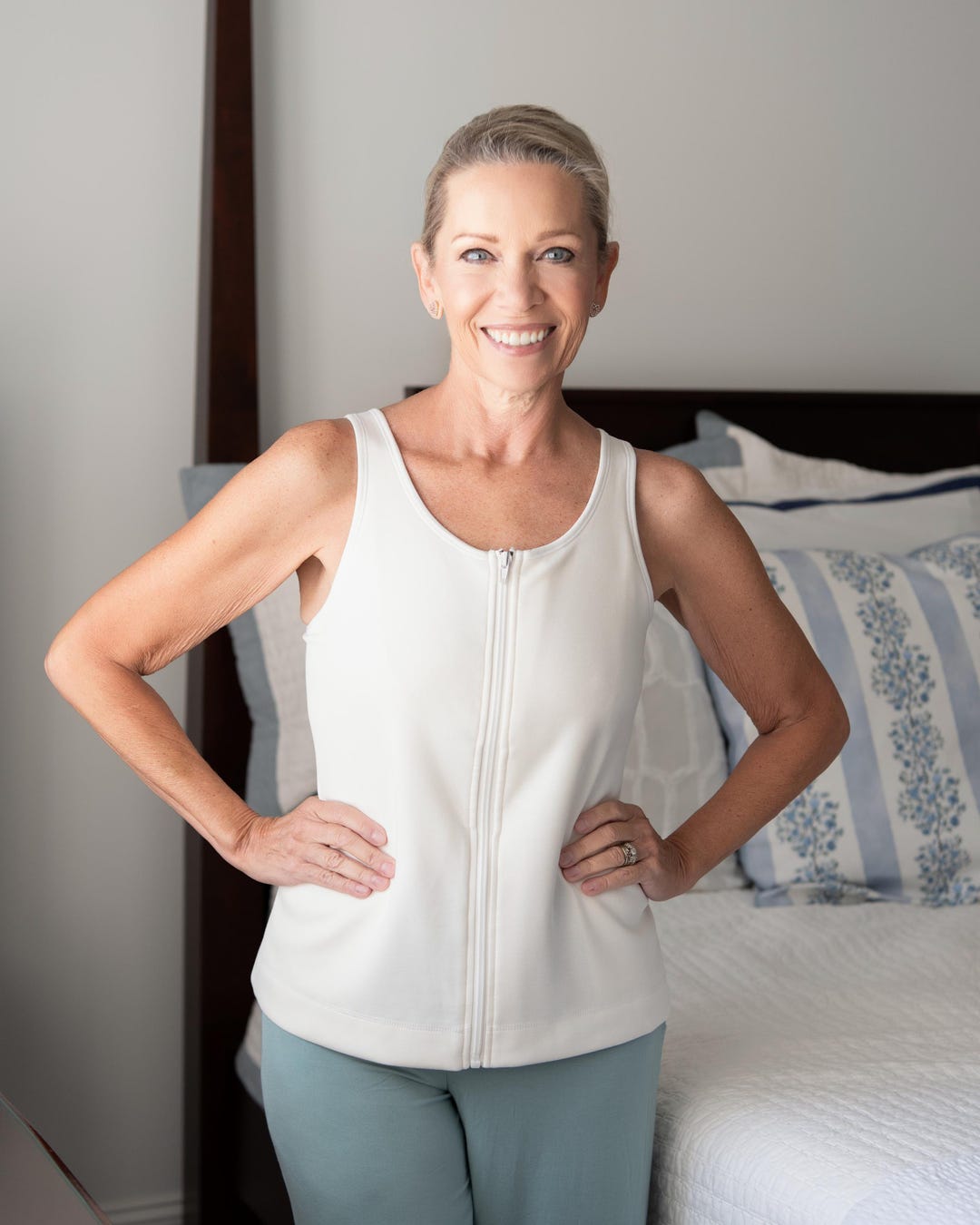 Front Close Mastectomy Tank With Drain Pockets, Camisole Tops With ...