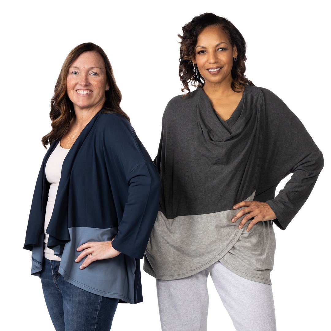 Women's Easy Port Access Shirt, Long Sleeve Chemo Shirt, Mastectomy ...