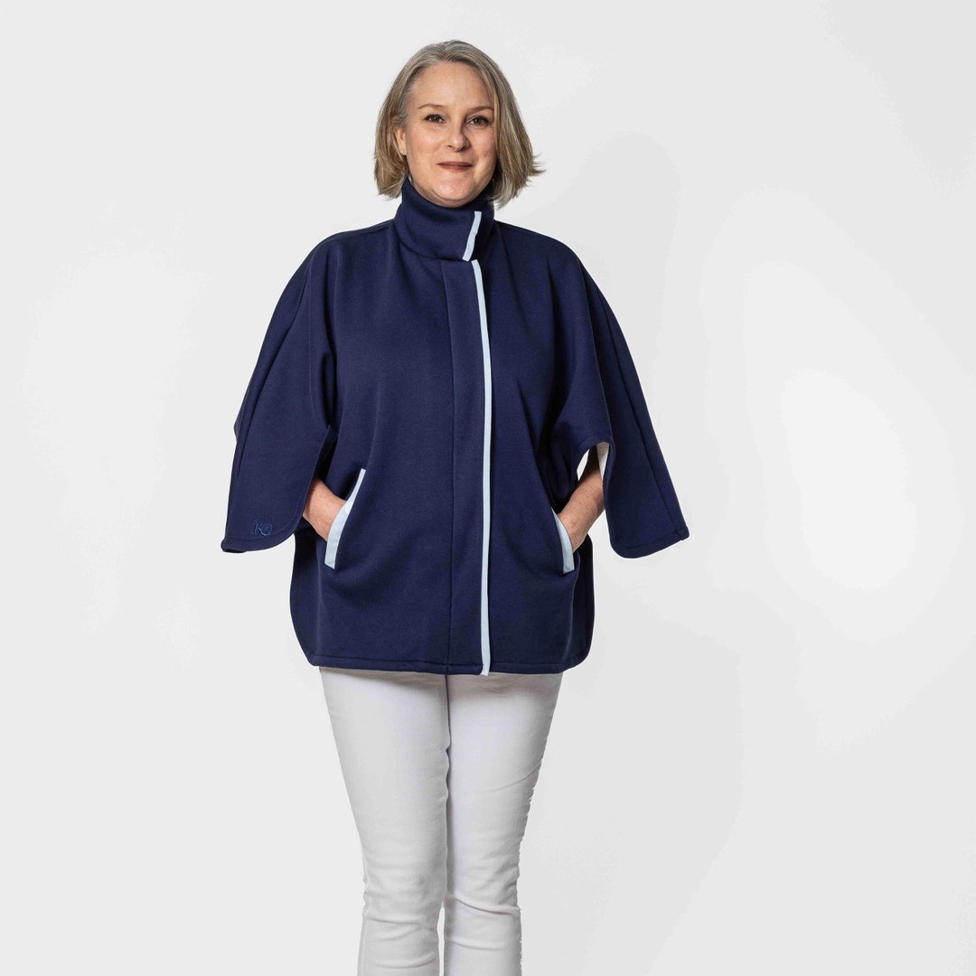 Sweater Poncho With Front and Side Buttons, Shoulder Replacement Shirt ...