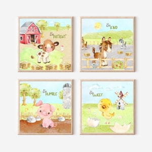 Farm Nursery Decor, Barnyard Theme, Set of 6 Prints, Baby Farm Animals ...