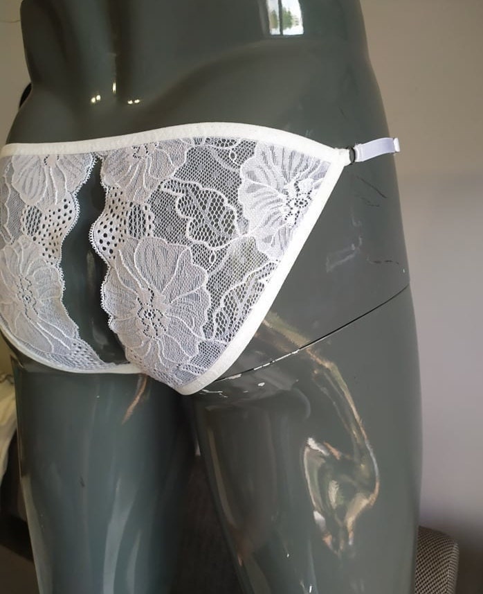 Lingerie Extreme White Men Erotic Panties White Crotchless Panties