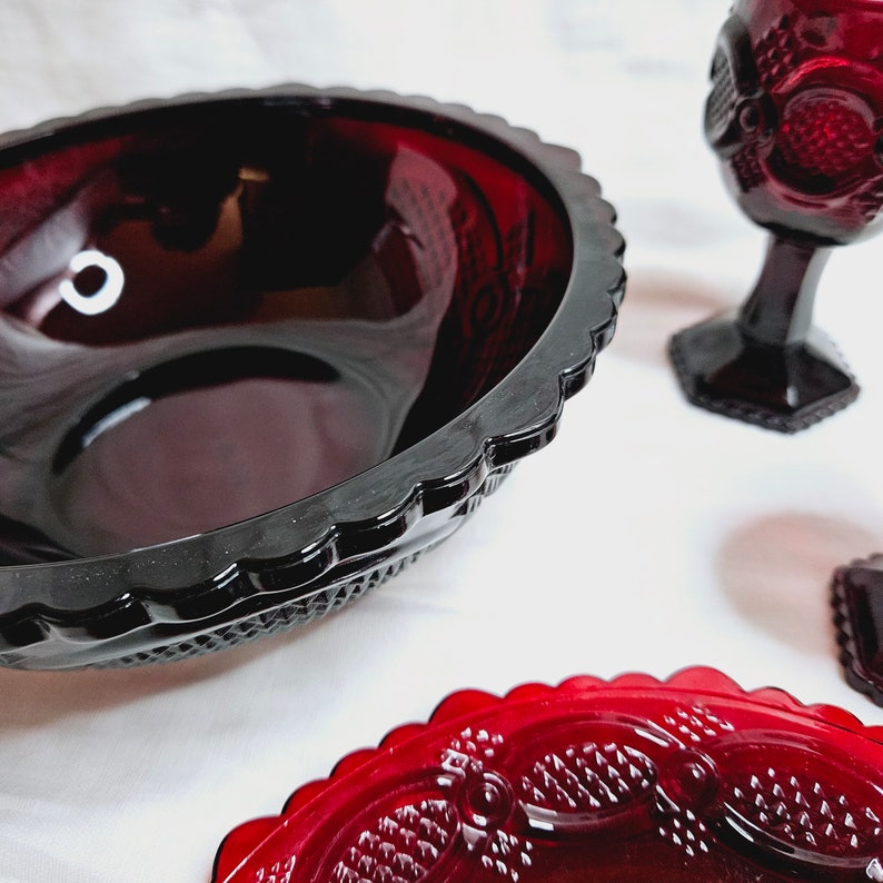 Ruby Red Glass Dinnerware, Vintage Avon Cape Cod Ruby Red Dinnerware - Etsy