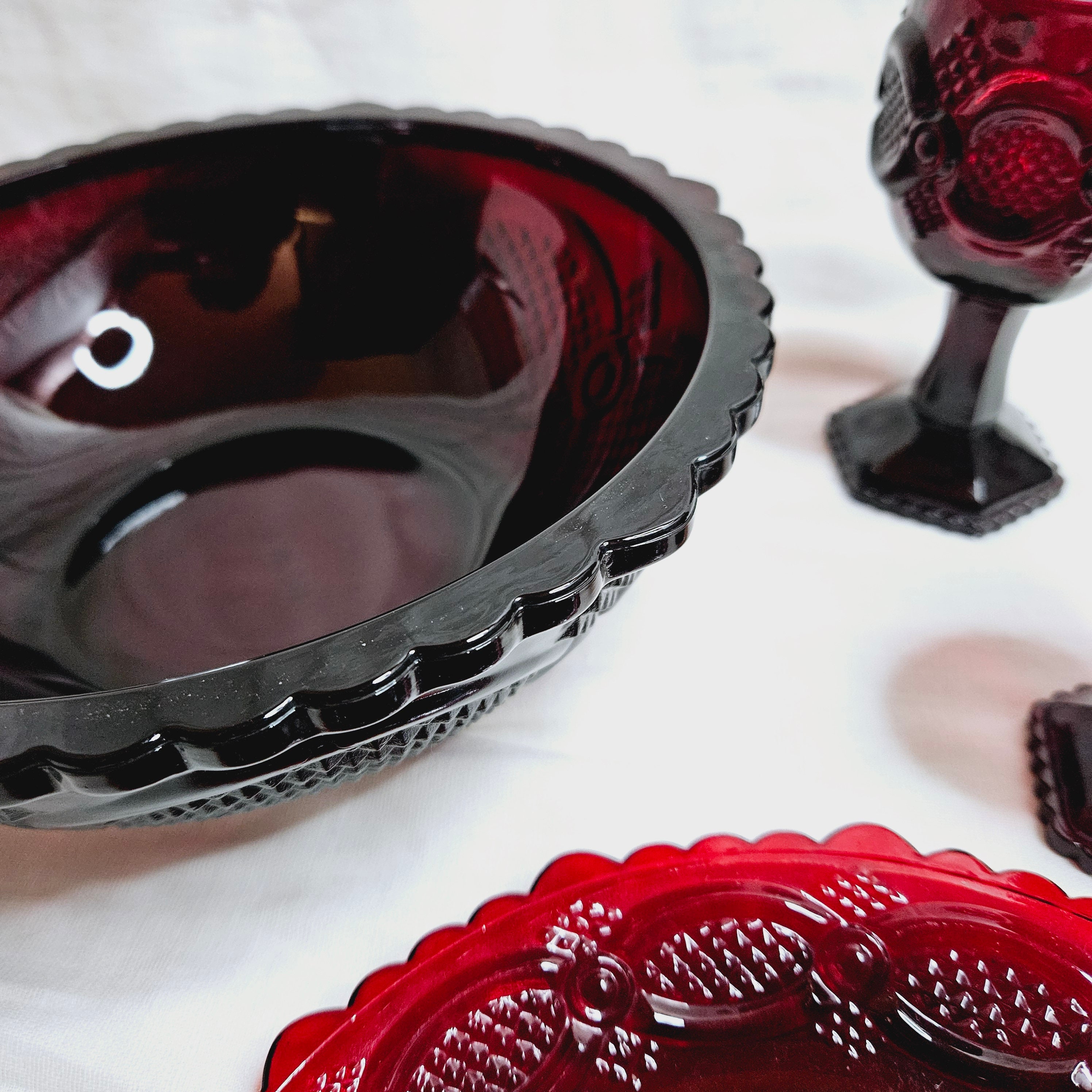 Ruby Red Glass Dinnerware, Vintage Avon Cape Cod Ruby Red Dinnerware - Etsy