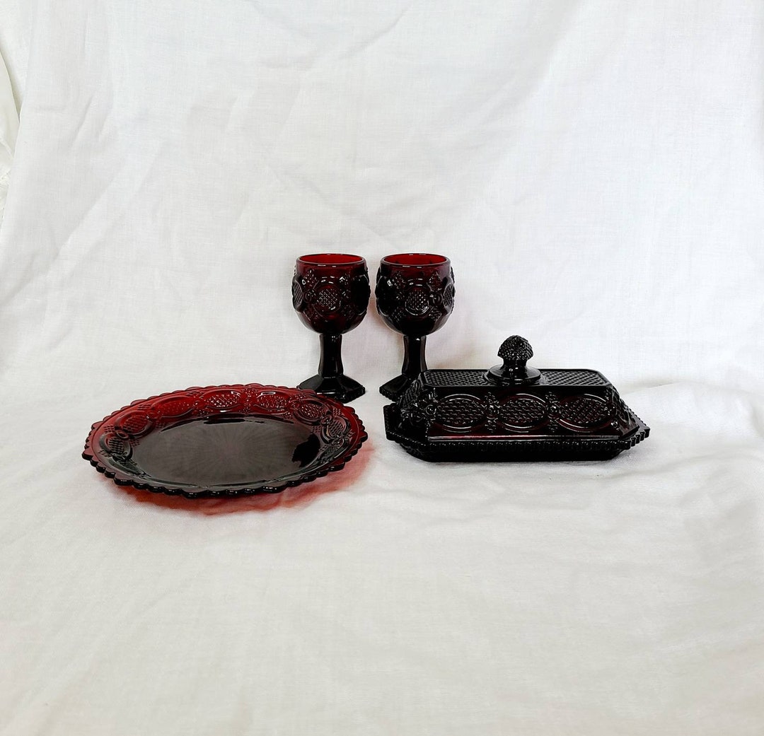 Ruby Red Glass Dinnerware Vintage Avon Cape Cod Ruby Red - Etsy