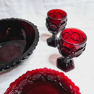 Ruby Red Glass Dinnerware, Vintage Avon Cape Cod Ruby Red Dinnerware - Etsy