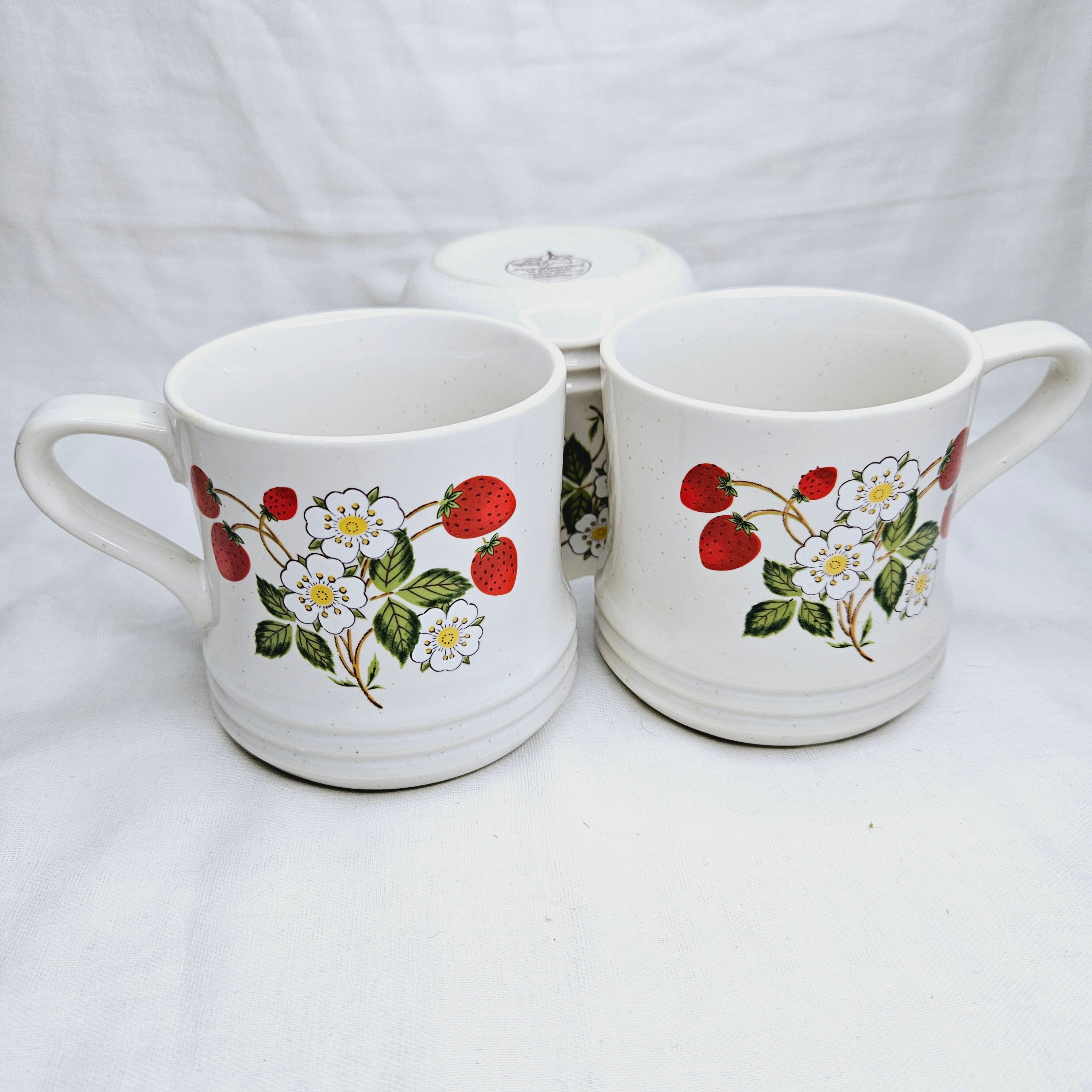 Vintage Strawberry Stoneware Mugs, Sheffield Strawberries 'N Cream ...