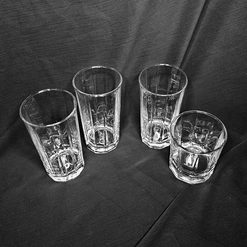Paneled Clear Drinking Glasses, Vintage Anchor Hocking Reflections ...