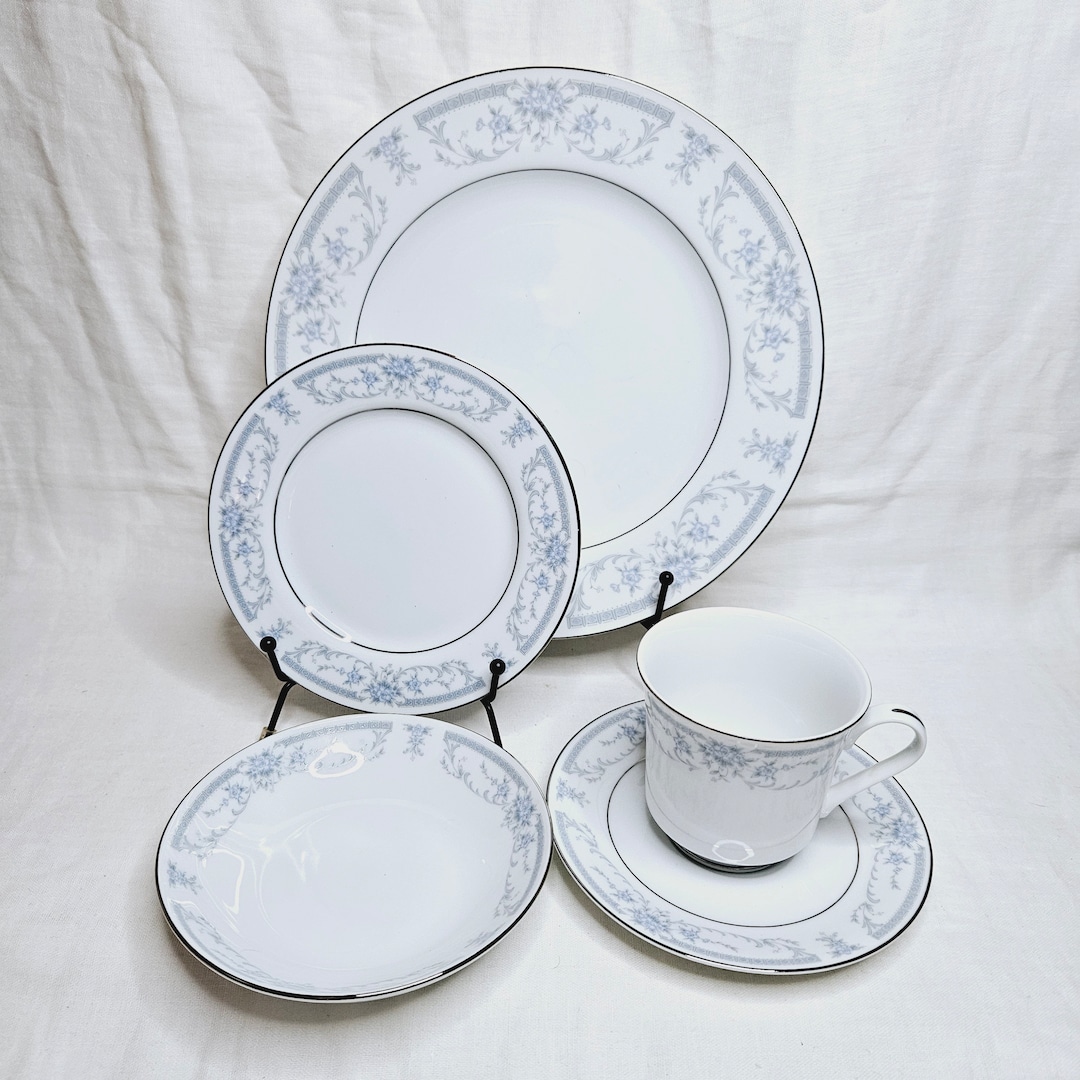 Blue Floral China, Vintage Sheffield Blue Whisper White and Platinum ...