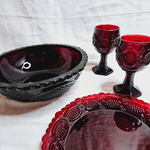 Ruby Red Glass Dinnerware, Vintage Avon Cape Cod Ruby Red Dinnerware - Etsy