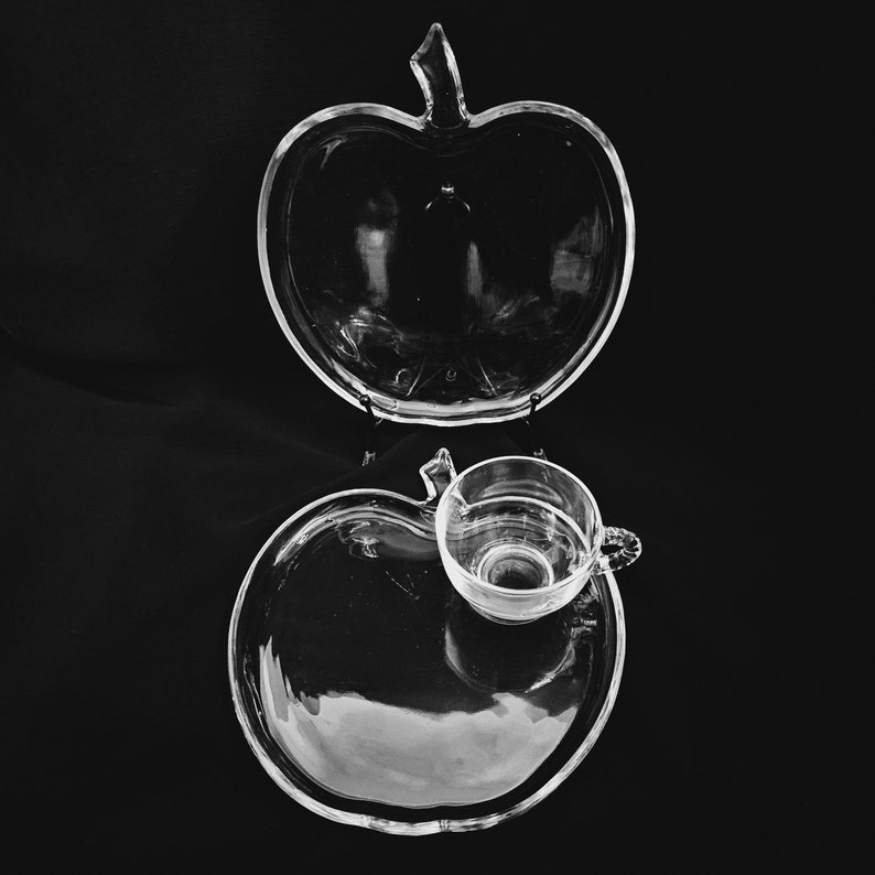 Hazel Atlas Clear Glass Apple Plates: Mid-century Snack or Luncheon ...