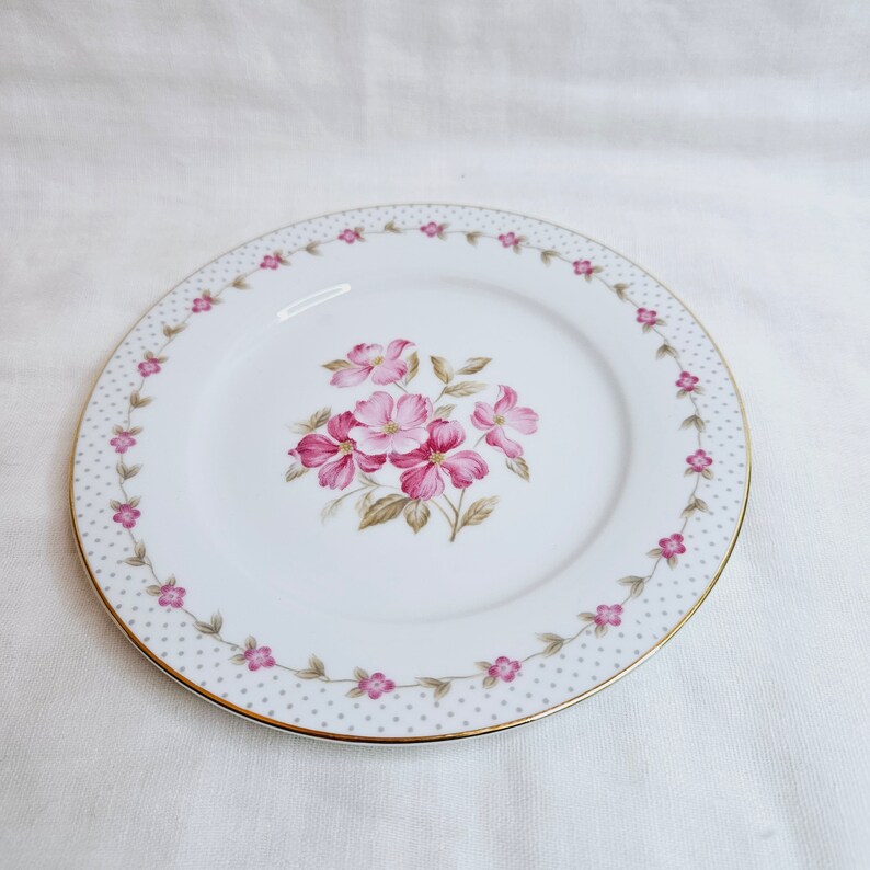 Mid Century Pink Flower China With Gold Trim Dinnerware Pieces, Vintage ...